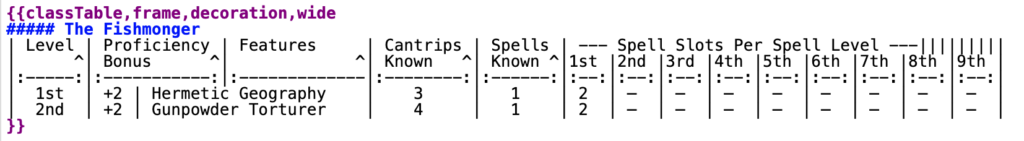 Markdown, Homebrewery, and Tables | test blog, please ignore